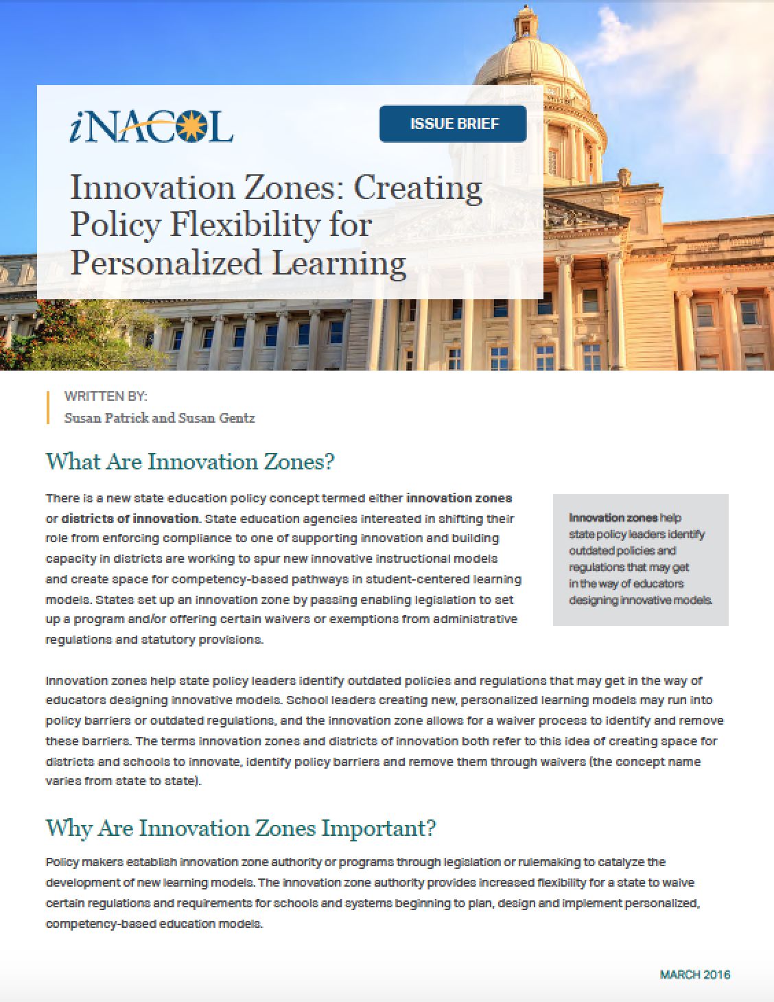 Innovation Zones: Creating Policy Flexibility for Personalized Learning ... Innovation Zones: Creating Policy Flexibility for Personalized Learning ...