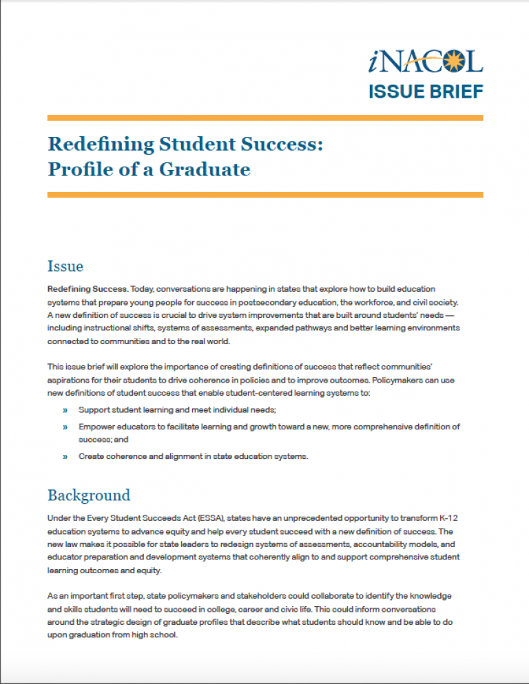 Redefining Student Success: Profile of a Graduate - Aurora Institute