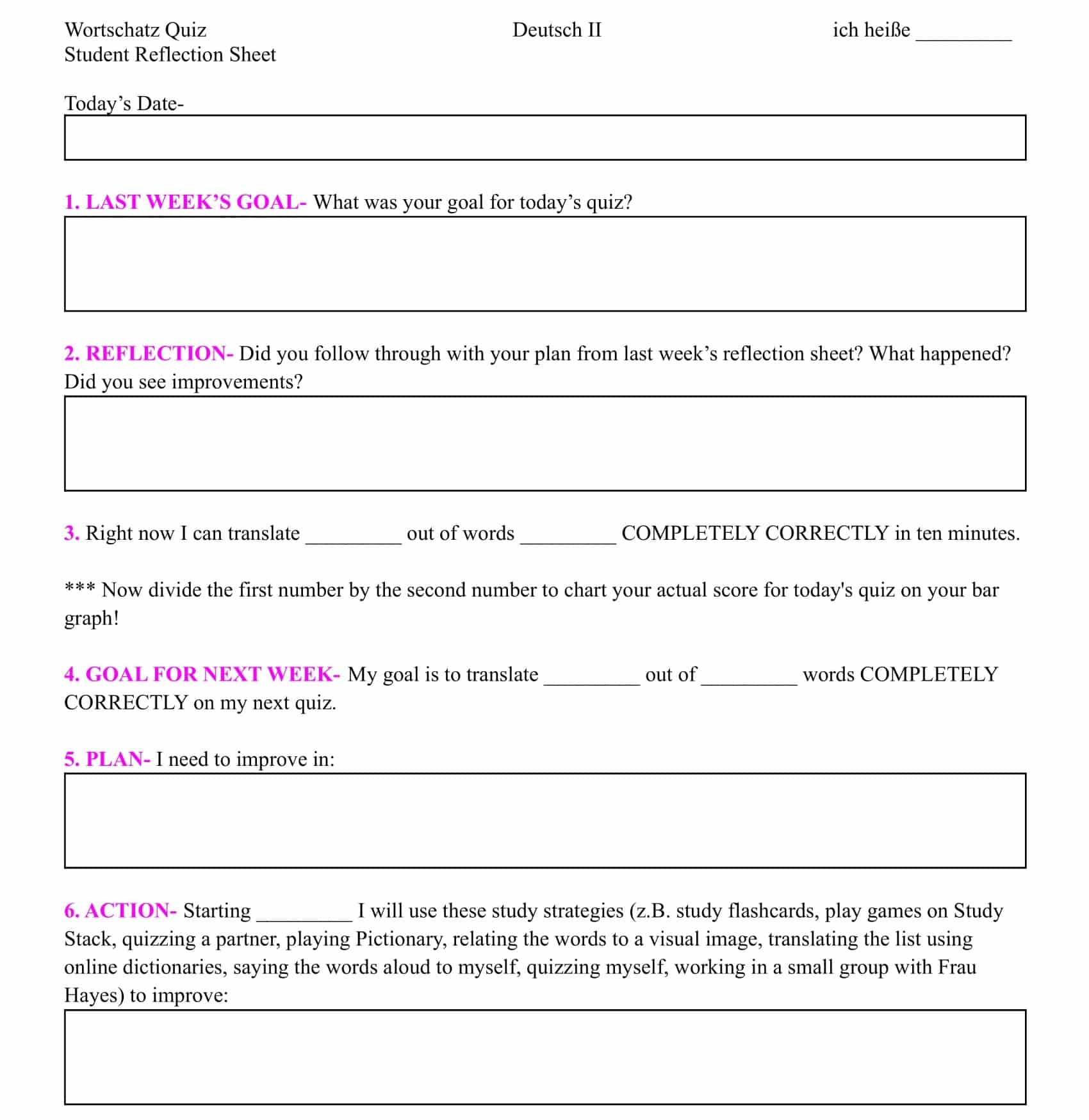 Student Reflection Form Physio Student Reflection Template Etsy UK